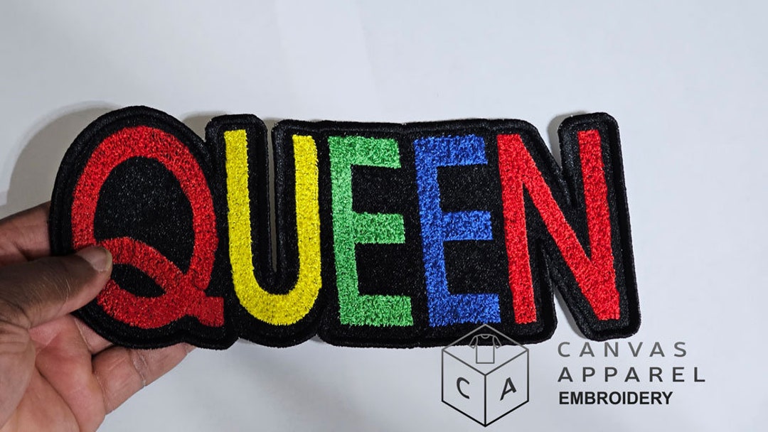 Bold 'QUEEN' Embroidery Iron-on Patch 9 X 4 Inches - Etsy