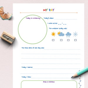 Kids Daily Journal Printable A 30-day Kids Dairy Dairy for Children ...