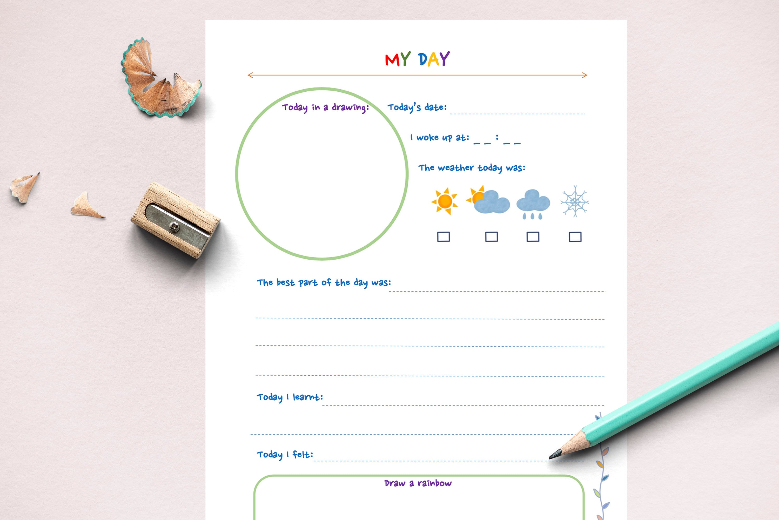 Kids Daily Journal Printable A 30-day Kids Dairy Dairy for Children ...