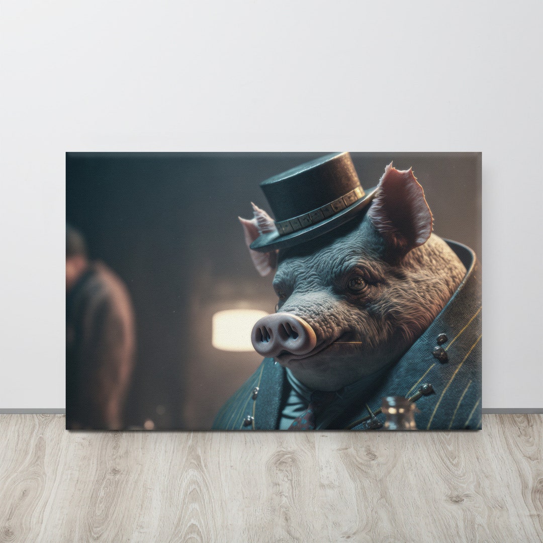 Canvas Pig Gangster Pig - Etsy