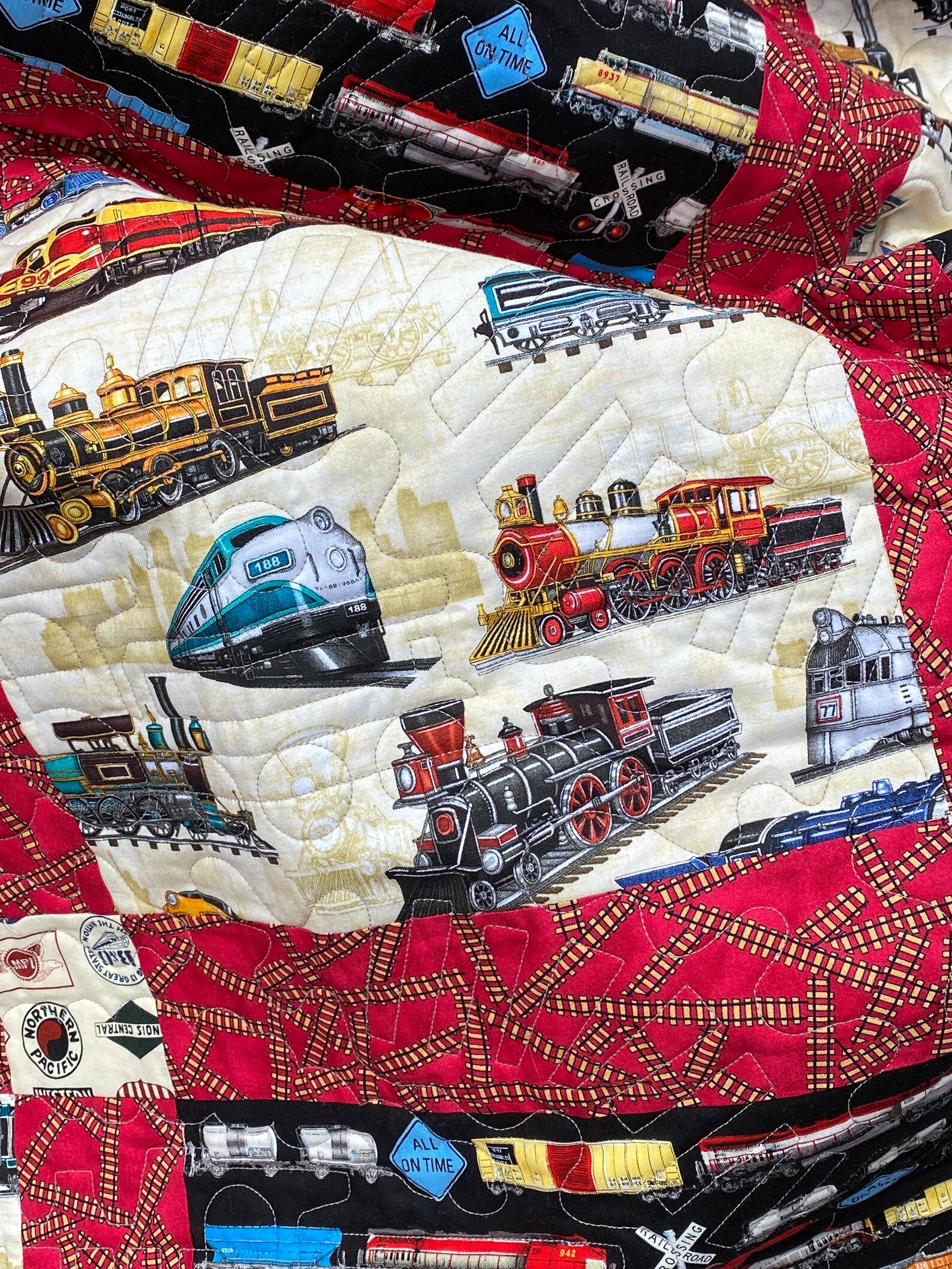 All Aboard Train Quilt - Etsy