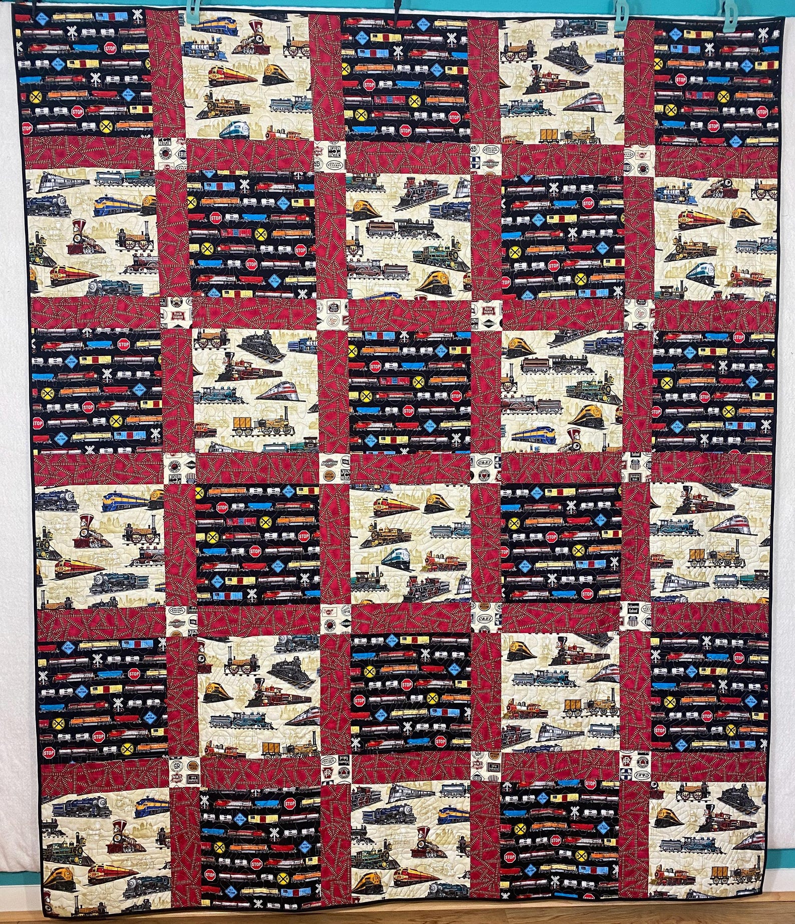 All Aboard Train Quilt - Etsy