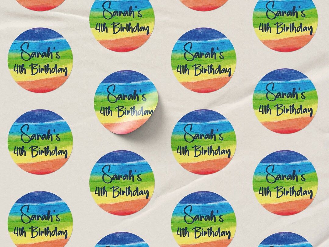 Personalised Name & Age Sticker, Party Favour, Kids Birthday Stickers ...
