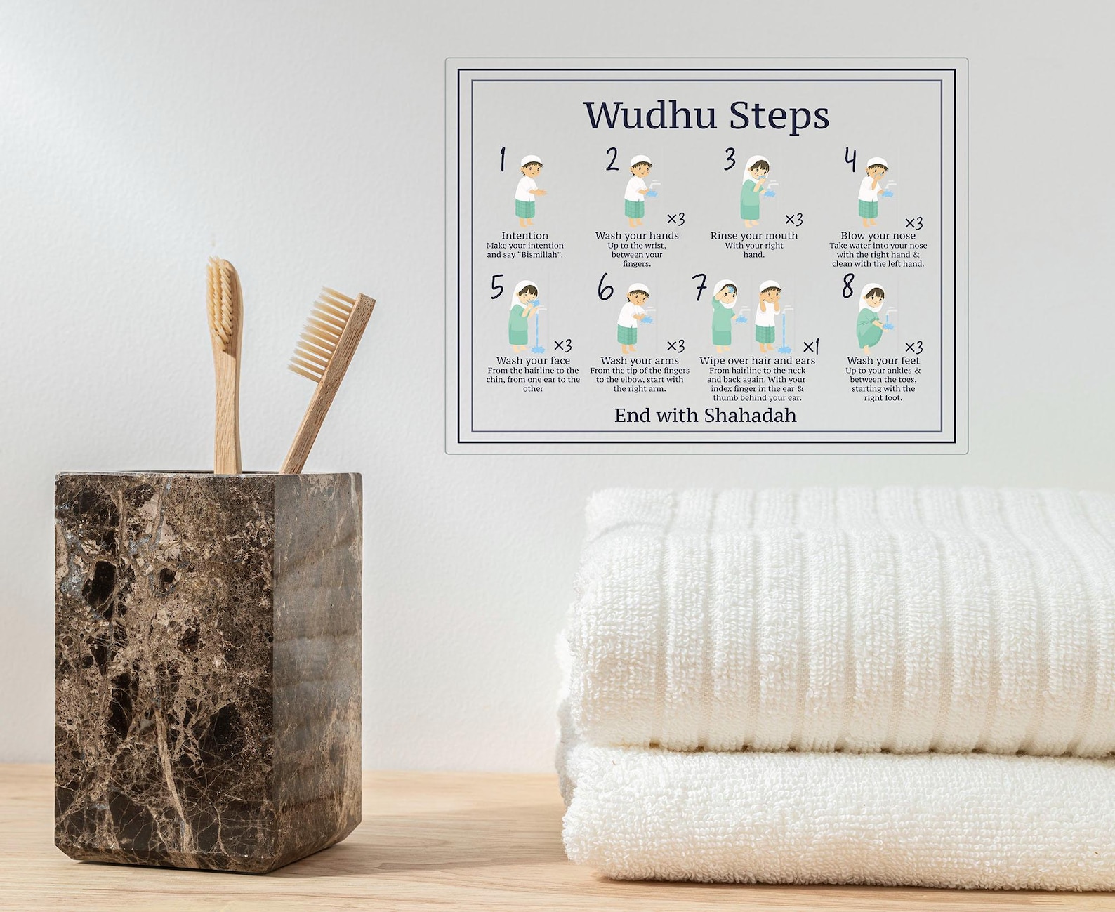 Wudhu Ablution Stickers, Wudu Bathroom Label, How to Perform Wudhu ...