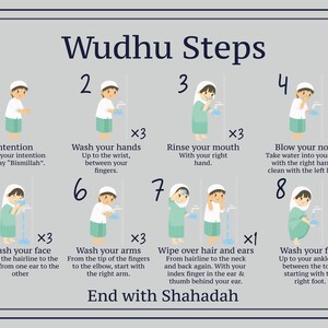 Wudhu Ablution Stickers, Wudu Bathroom Label, How to Perform Wudhu ...