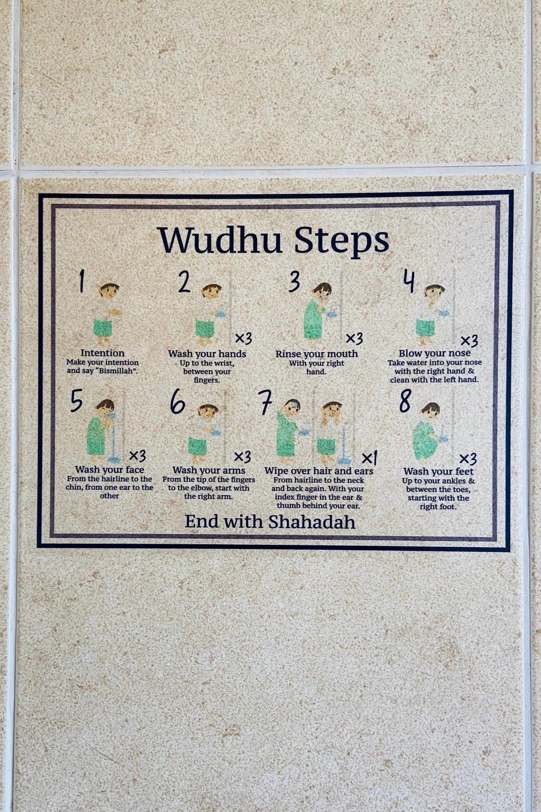 Wudhu Ablution Stickers, Wudu Bathroom Label, How to Perform Wudhu ...