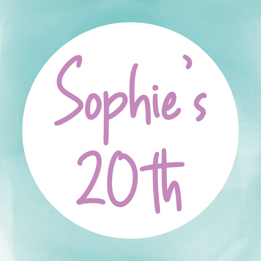 Birthday Name & Age Sticker, Party Favour, 20th Birthday Stickers ...