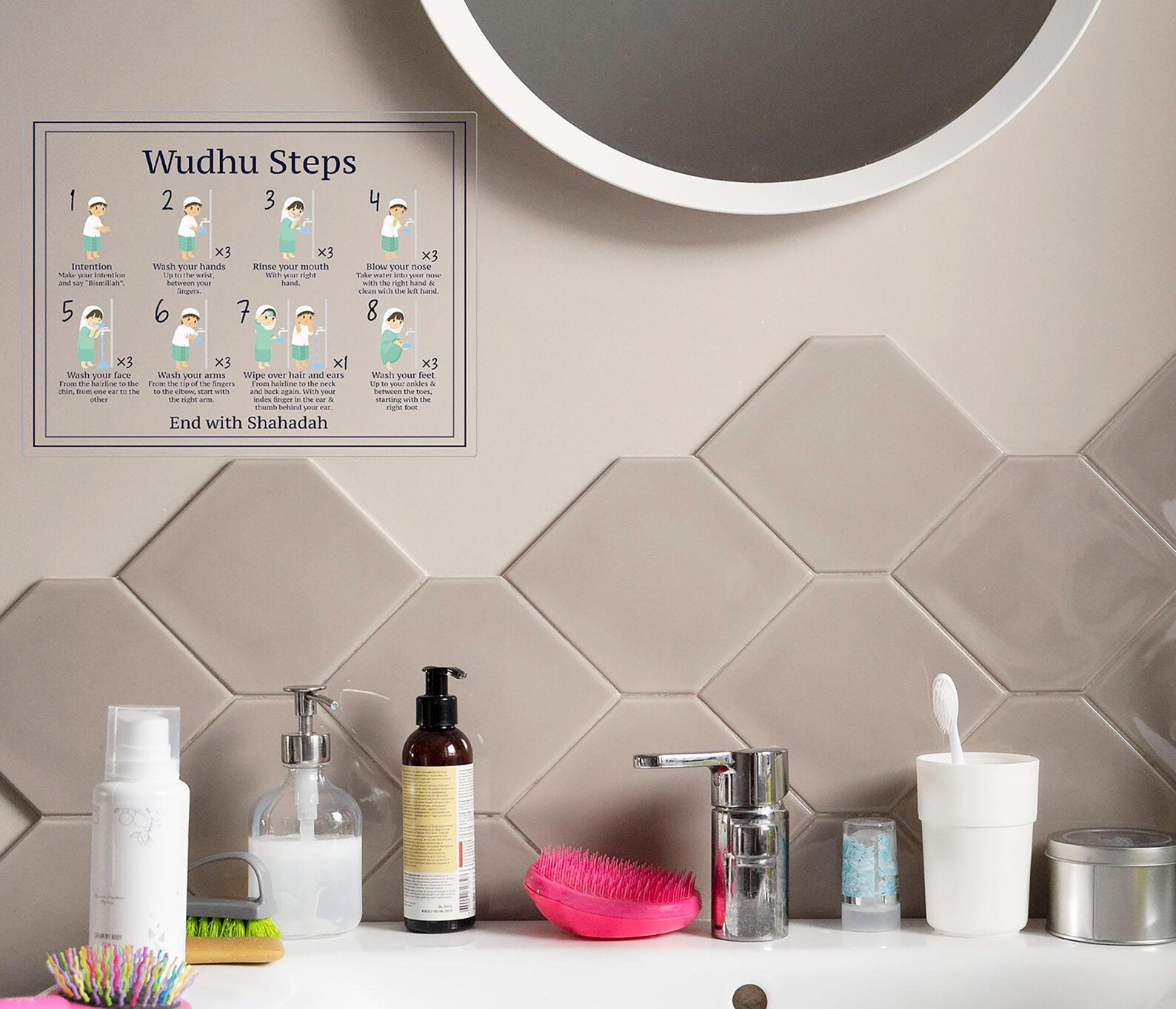 Wudhu Ablution Stickers, Wudu Bathroom Label, How to Perform Wudhu ...