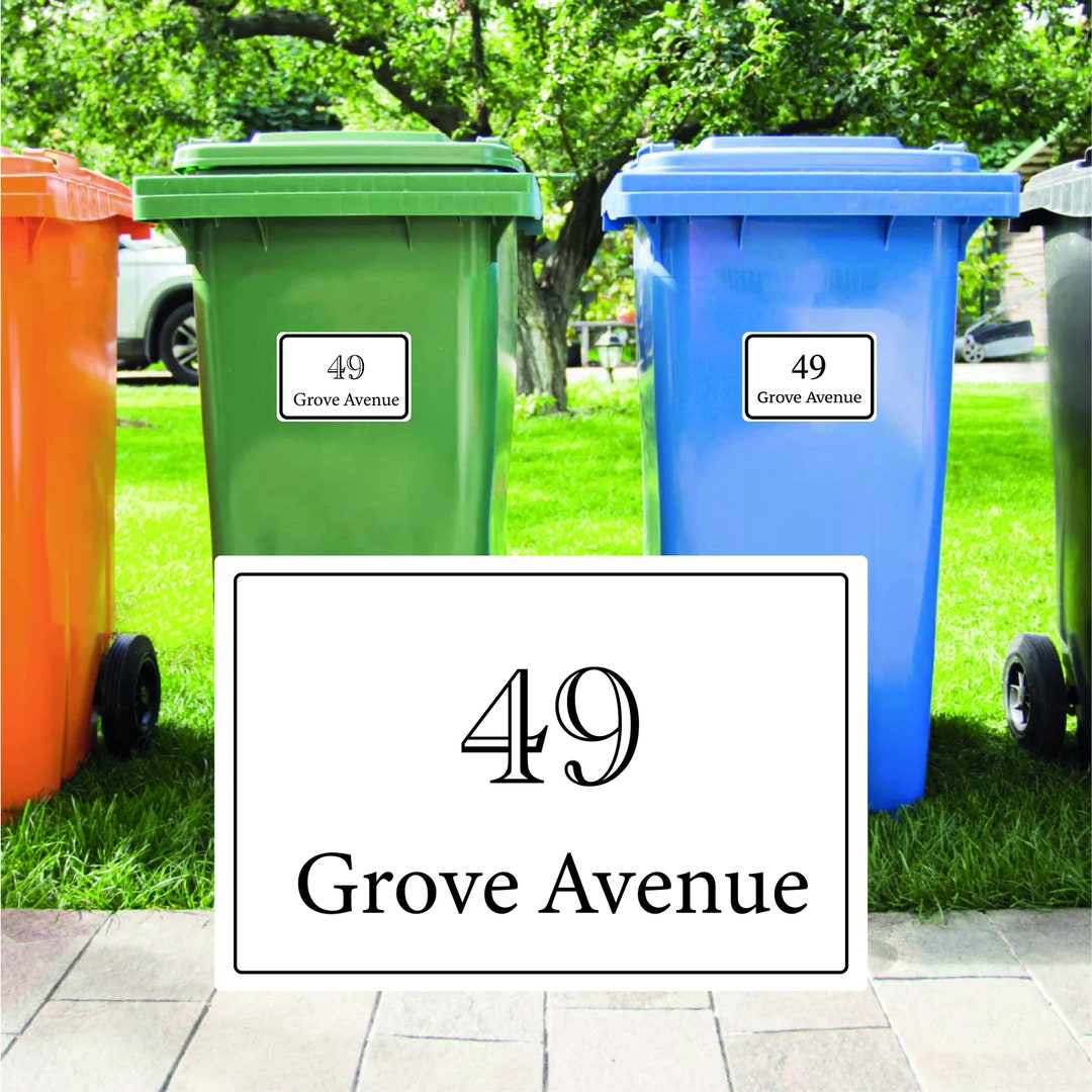 Custom Wheelie Bin Stickers, Bin Labels, House Number, Waterproof Vinyl ...