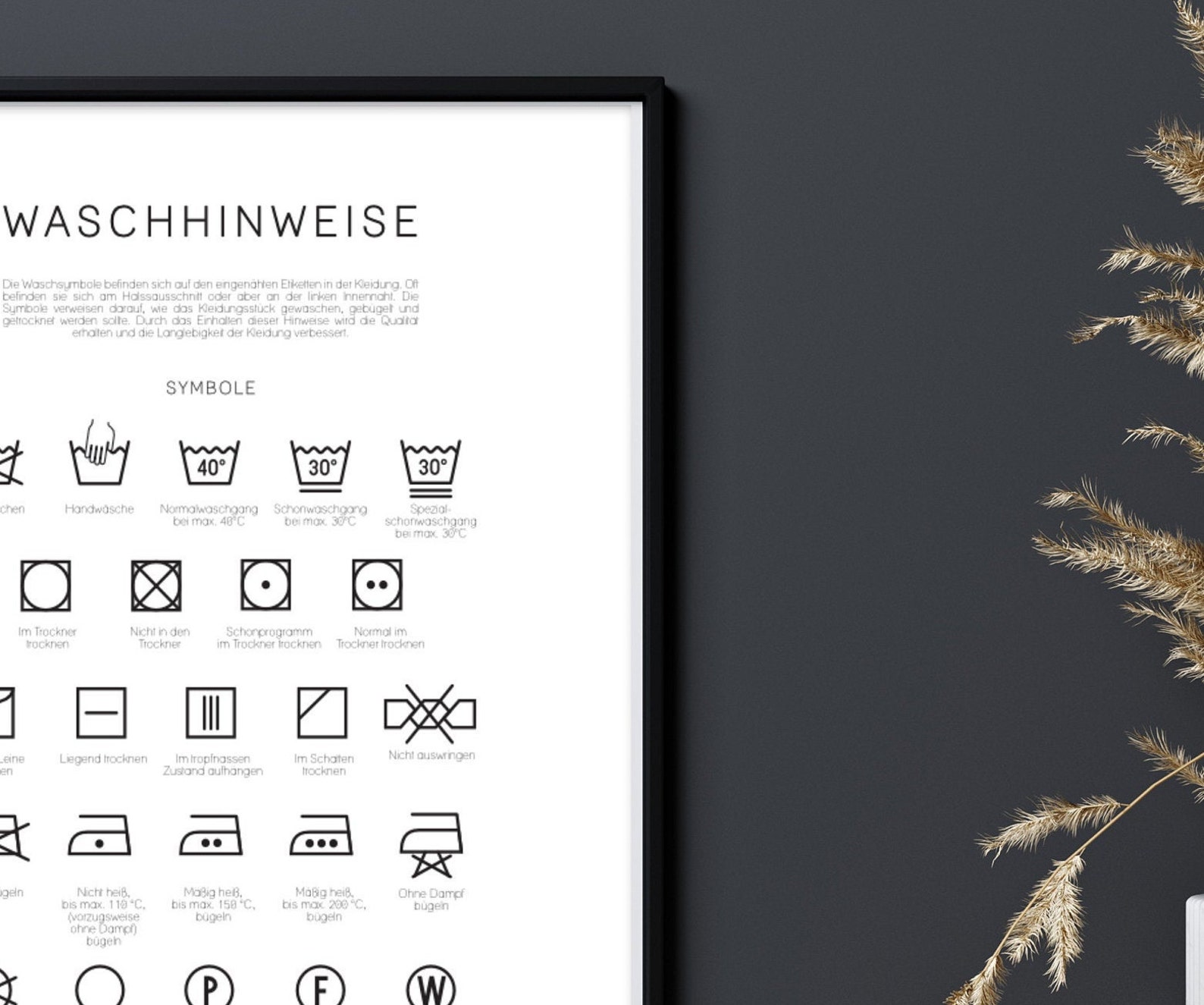 Wall Mural Washing Notes German * Wash Symbols Poster * DIN A3 ...
