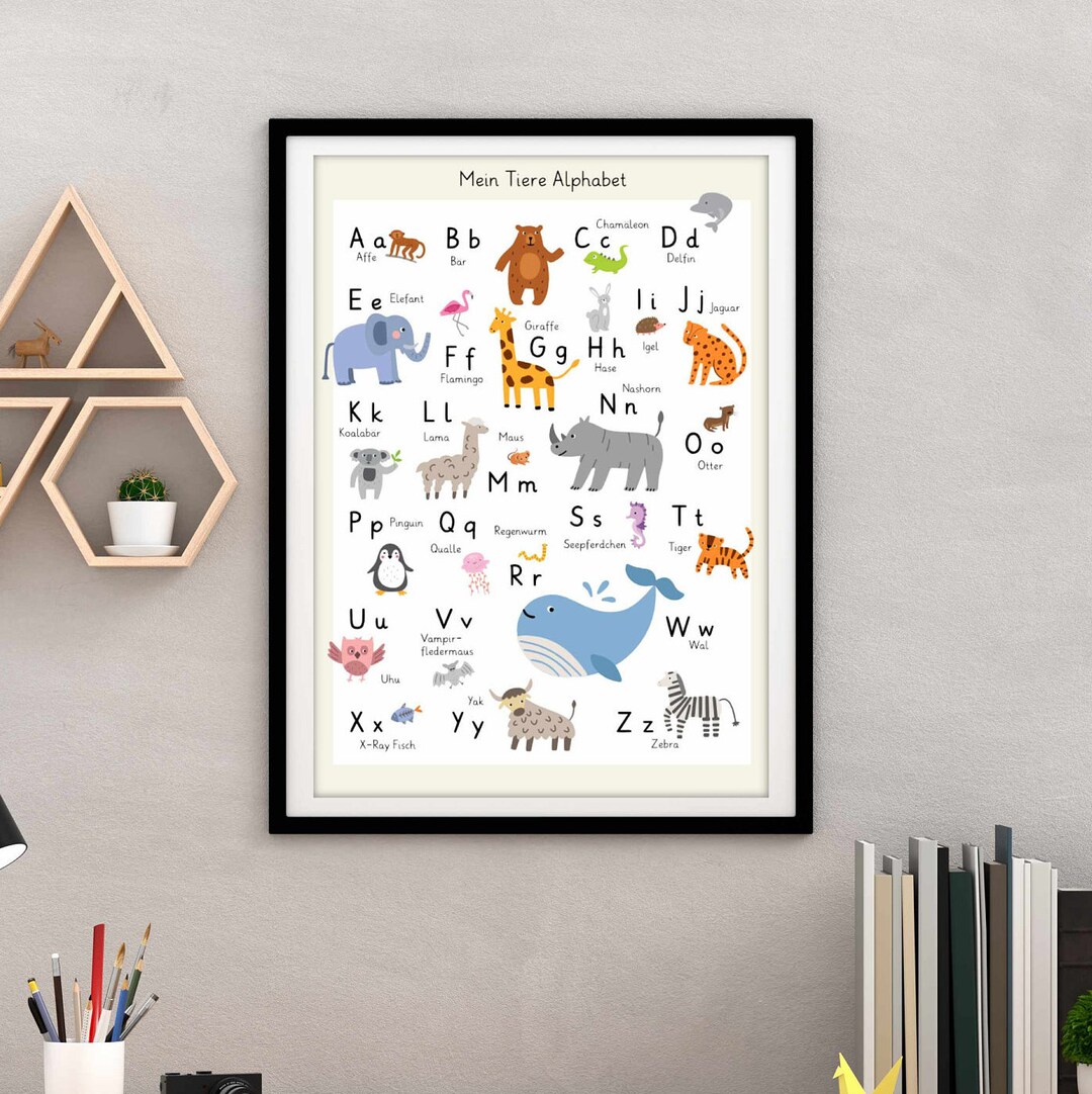 Alphabet Animals Poster DIN A3 German Animal Alphabet - Etsy