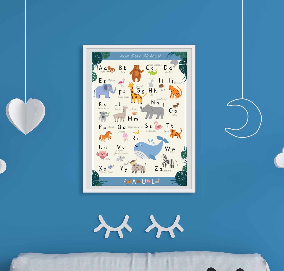 Alphabet Animals Poster DIN A3 ABC PERSONALIZED German Learning Poster ...