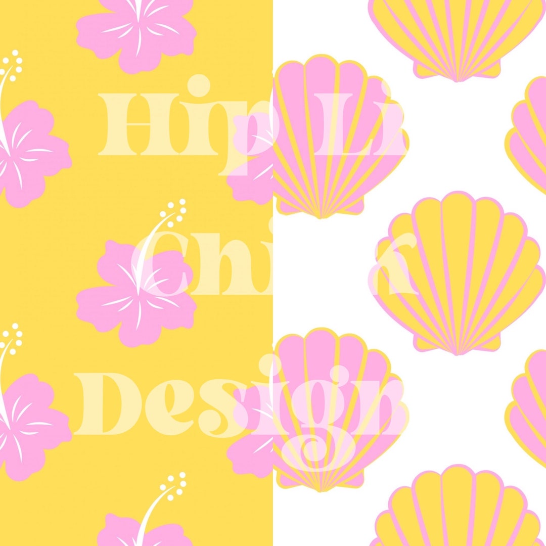 Seashell & Hibiscus Floral Seamless File Design - 2 Pack - Sunshine - Etsy