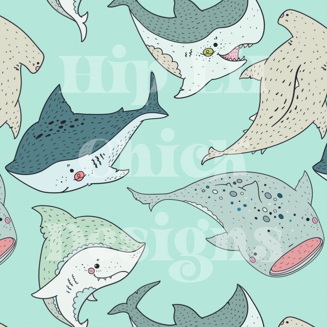 Boy Sharks Seamless File / Design (aqua) - Etsy