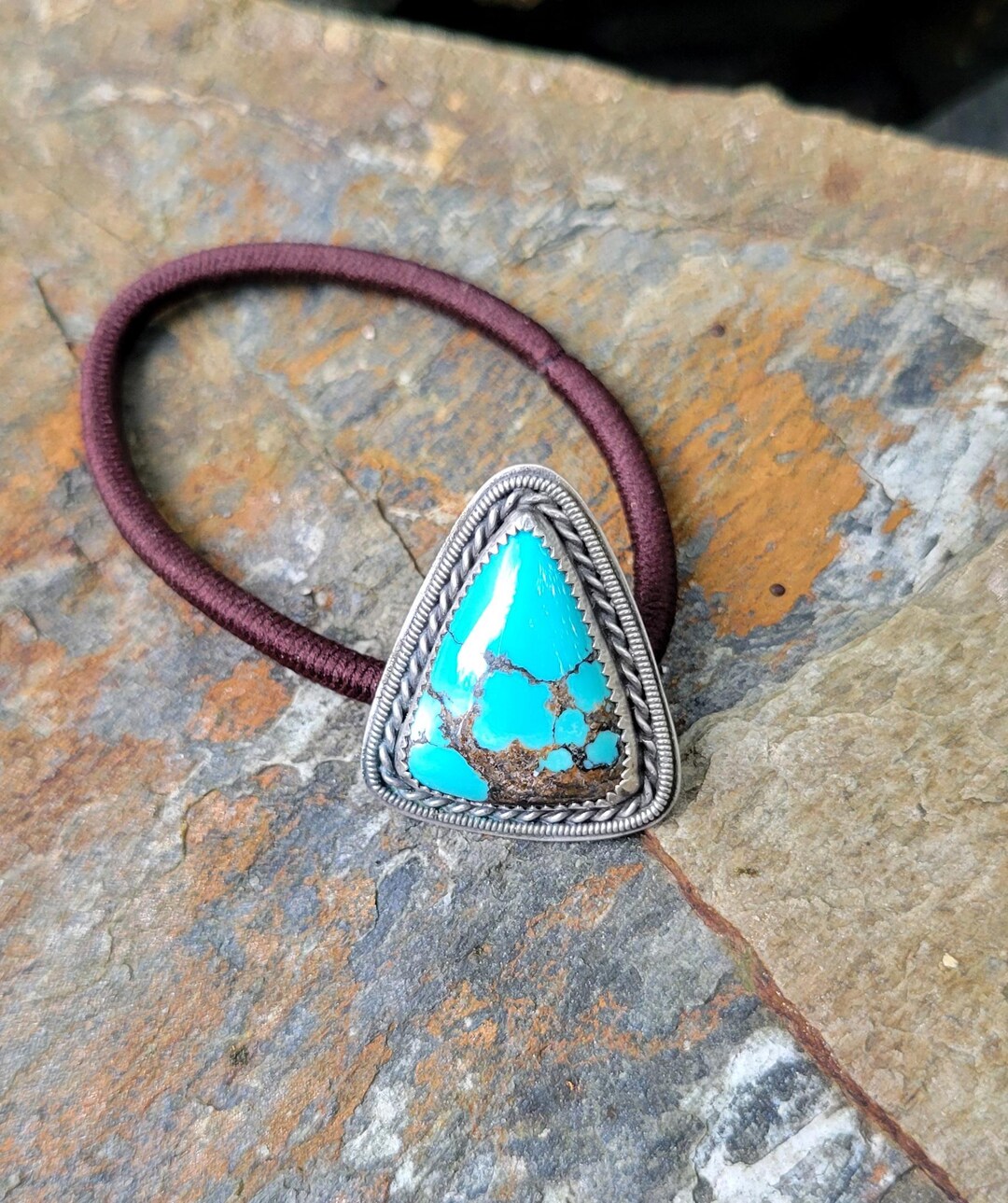 Blue Turquoise Sterling Silver Ponytail Holder - Etsy