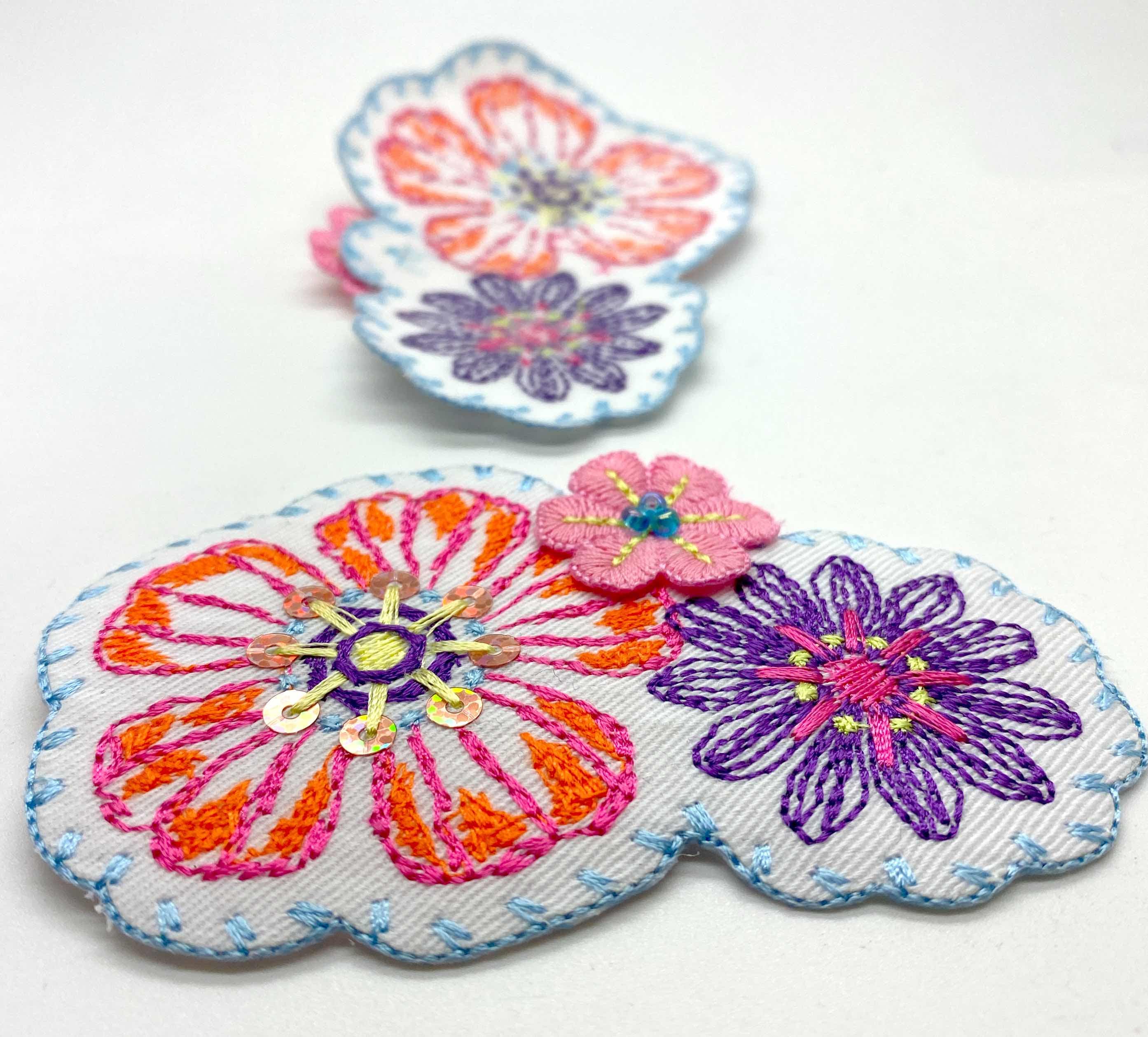 3 flower embroidered sequin motif-Pack of 2 - Etsy 日本