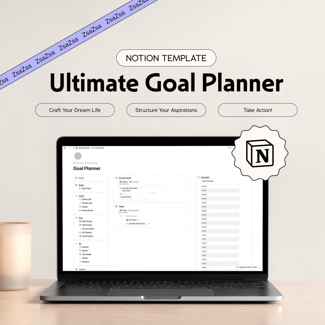 Goal Planner Notion Template, Notion Dashboard, Notion Planner, All in ...