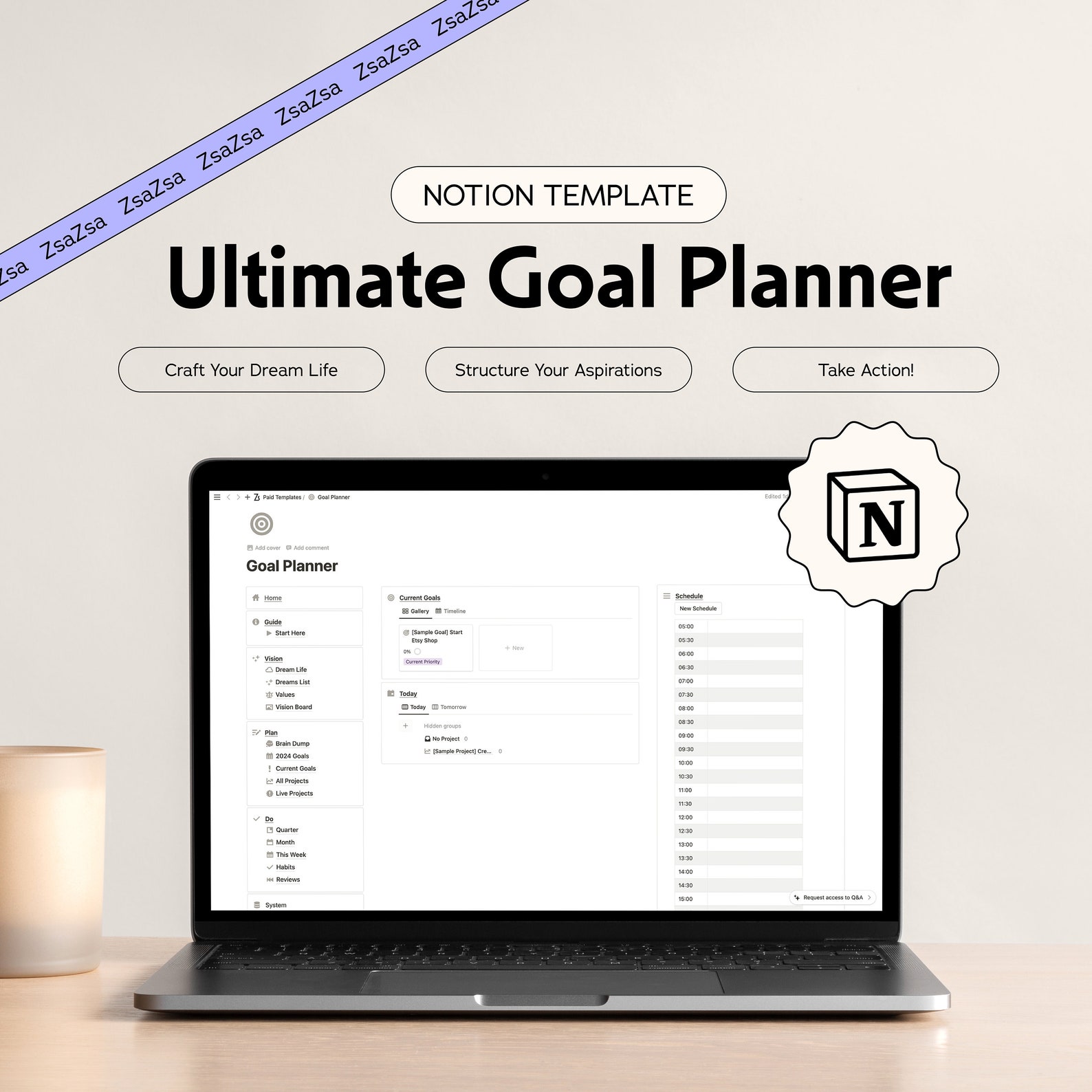 Goal Planner Notion Template, Notion Dashboard, Notion Planner, All in ...