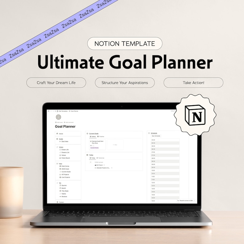 Goal Planner Notion Template, Notion Dashboard, Notion Planner, All in ...