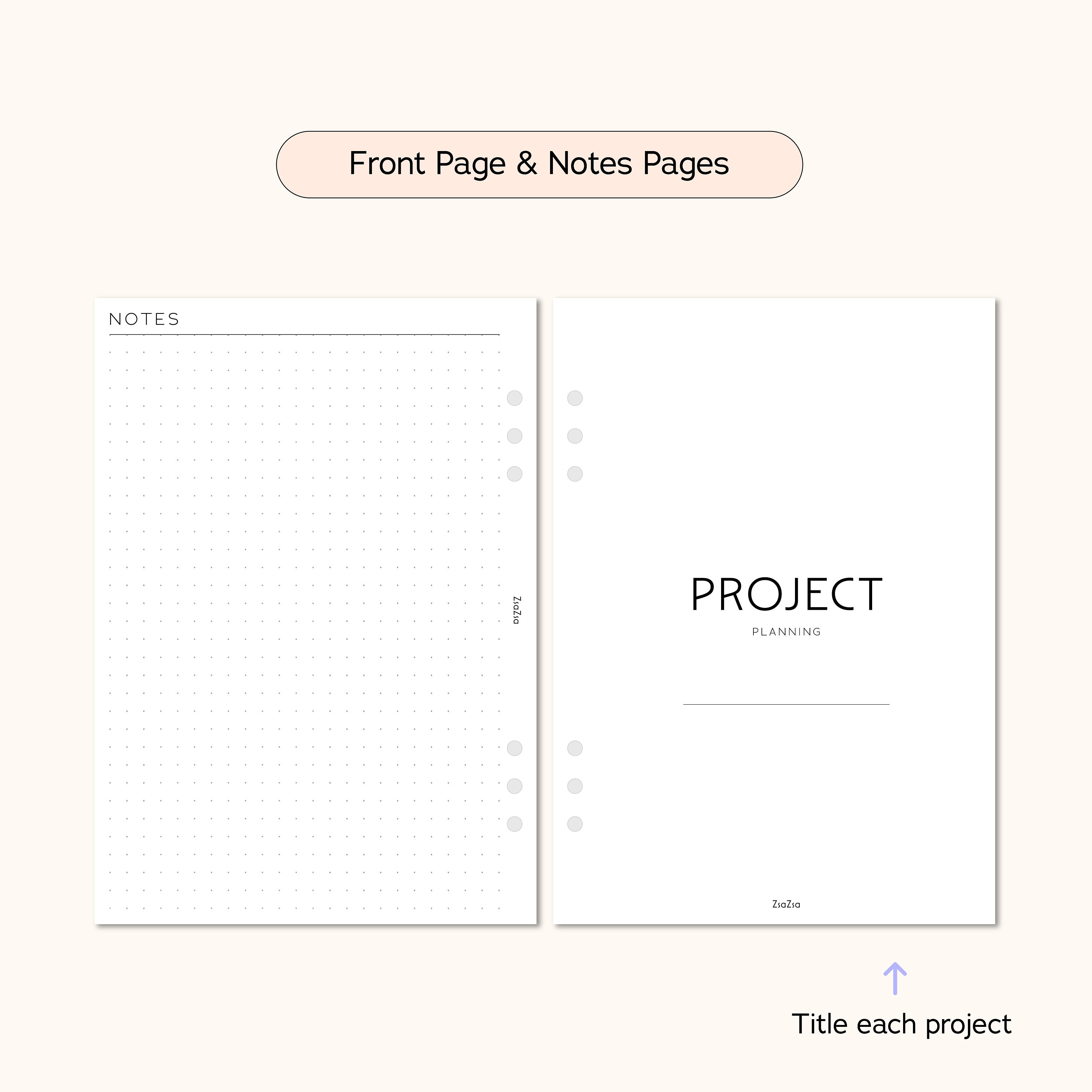 A5 Client Project Planner Inserts, Minimal Design (printable PDF) - Etsy