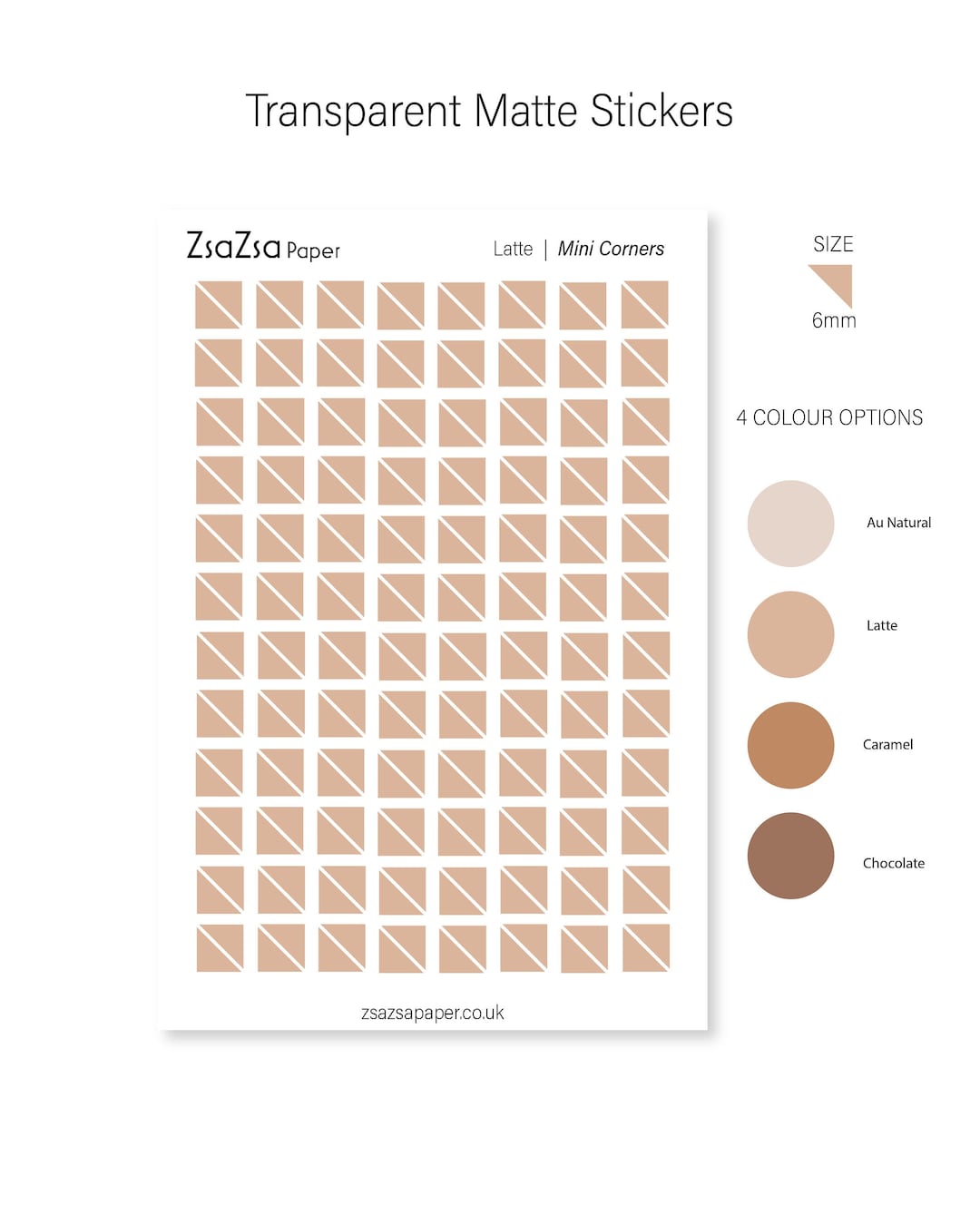 Transparent Matte Mini Corner Stickers, Planner Stickers, Neutral ...