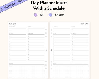 A5 Day on One Page DO1P Printed Planner Inserts With to Do Lists Daily ...