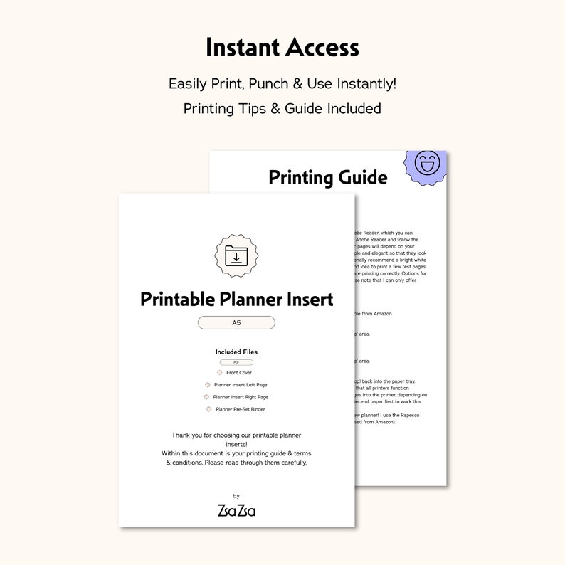 A5 Printable Planner Inserts Undatedmonthly, Monthly Planner, A5 ...