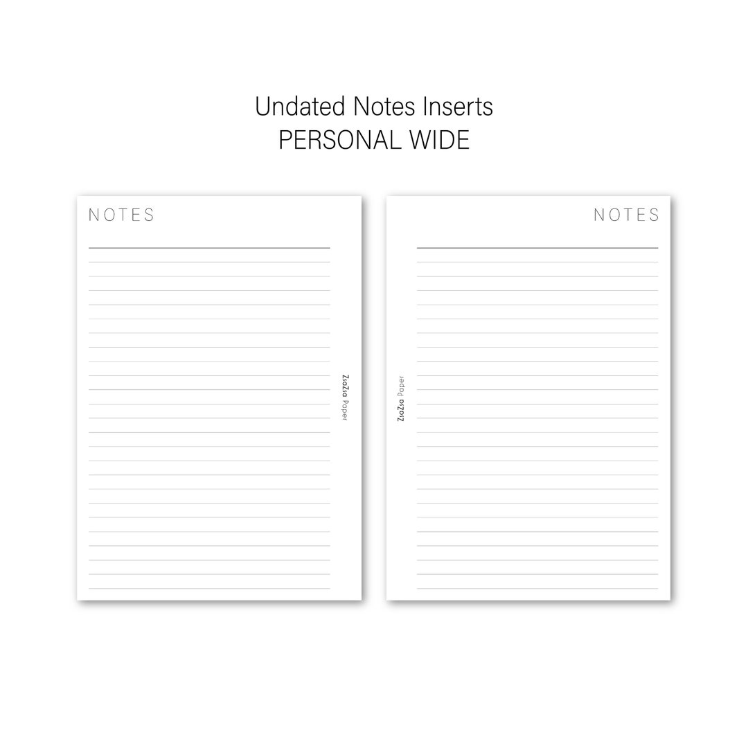 Printed Notes Planner Refill Pages Personal Wide, Printed Planner ...