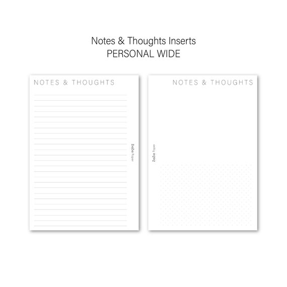 Printed Notes & Thoughts Personal Wide Printed Planner | Etsy