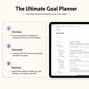 Goal Planner Notion Template, Notion Dashboard, Notion Planner, All in ...