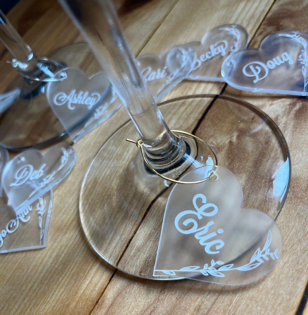 Frosted Wine Glass Charm-table Name Cards-rustic Wedding Decor-place ...
