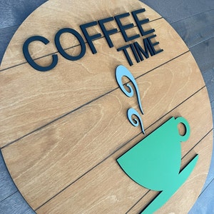 Round Wooden Coffee Sign - Coffee Bar Sign - Cafe Sign - Wall Decor ...