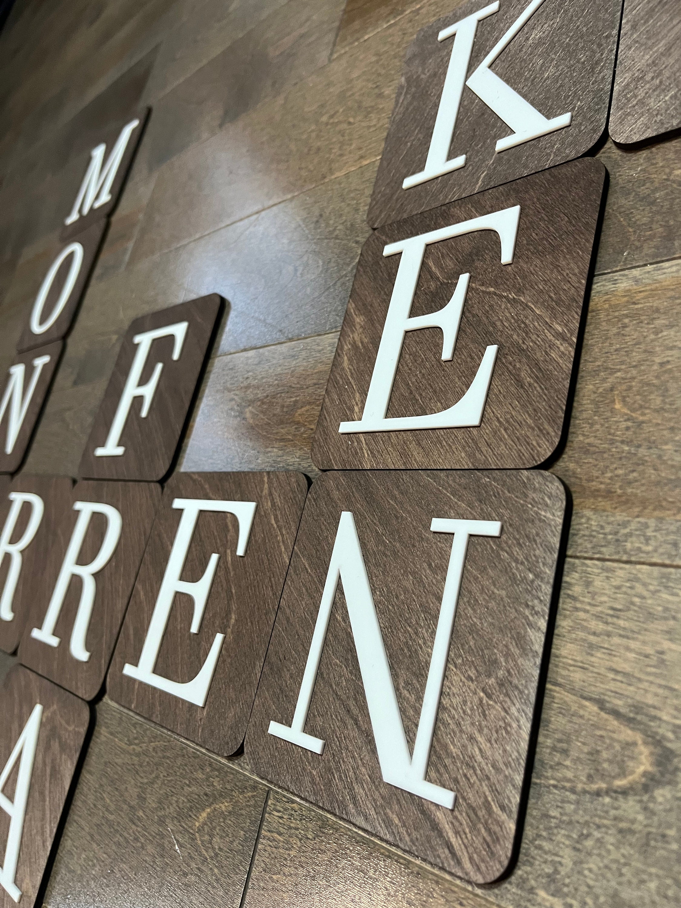 Dark Oak Scrabble Family Sign