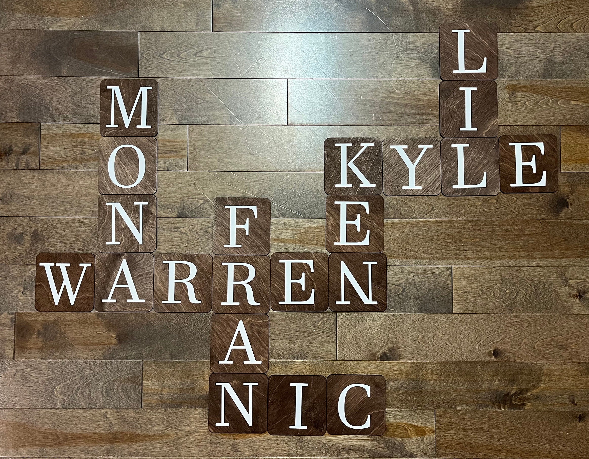 Dark Oak Scrabble Family Sign