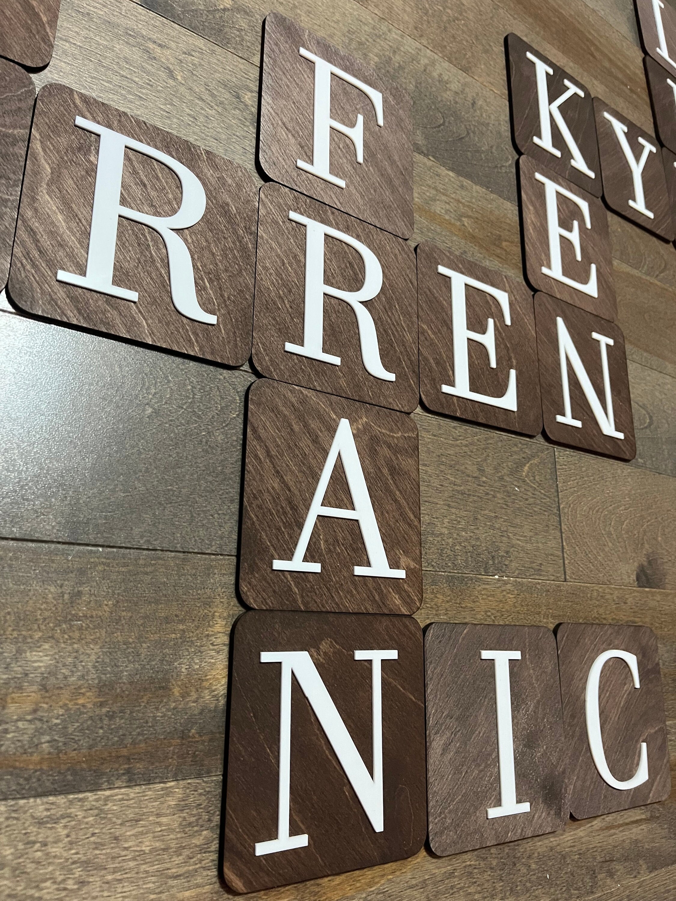 Dark Oak Scrabble Family Sign