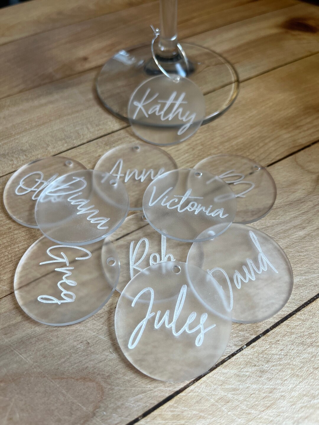 Wine Glass Charm Table Name Cards Rustic Wedding Decor place Cards ...