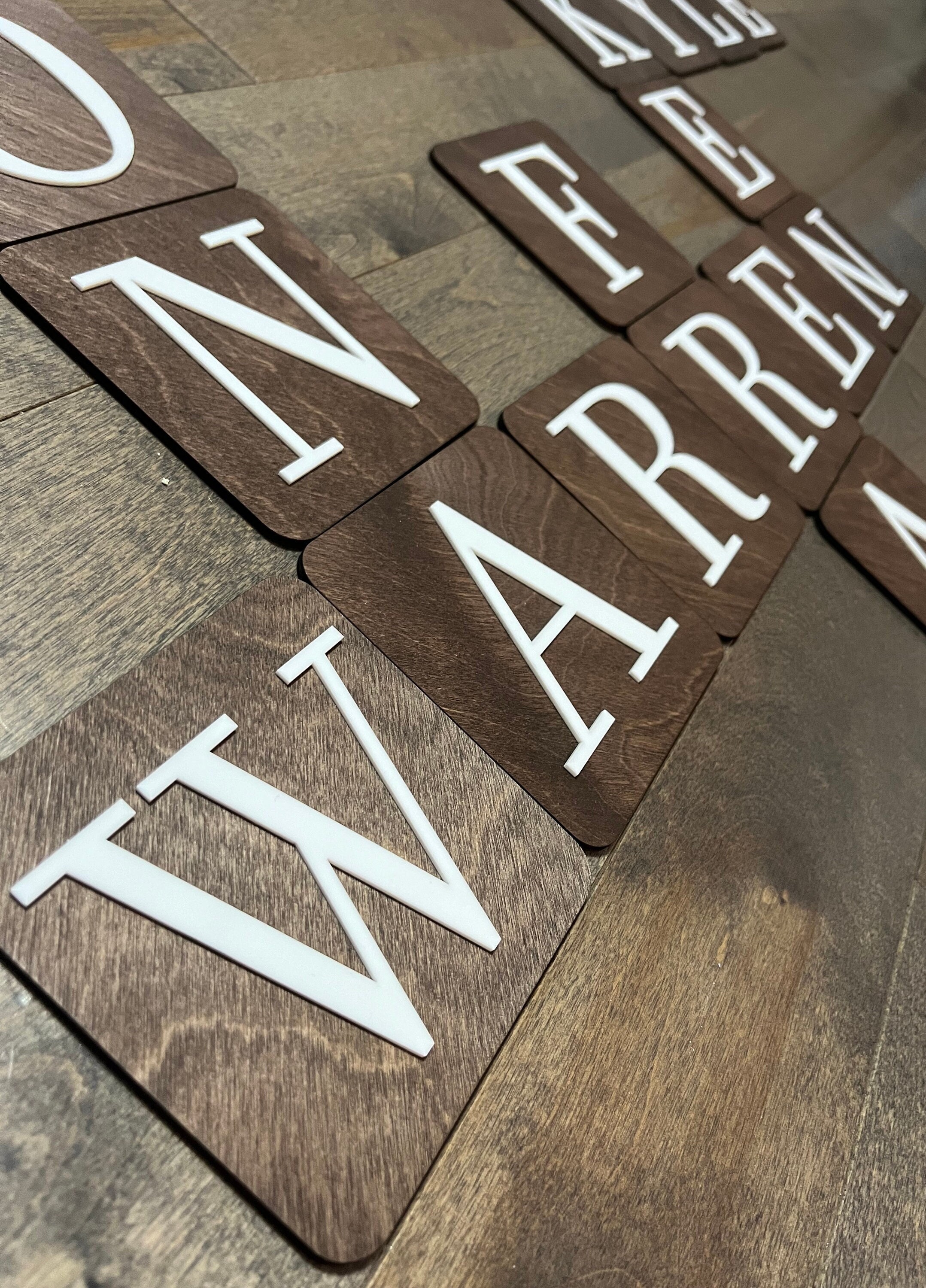 Dark Oak Scrabble Family Sign