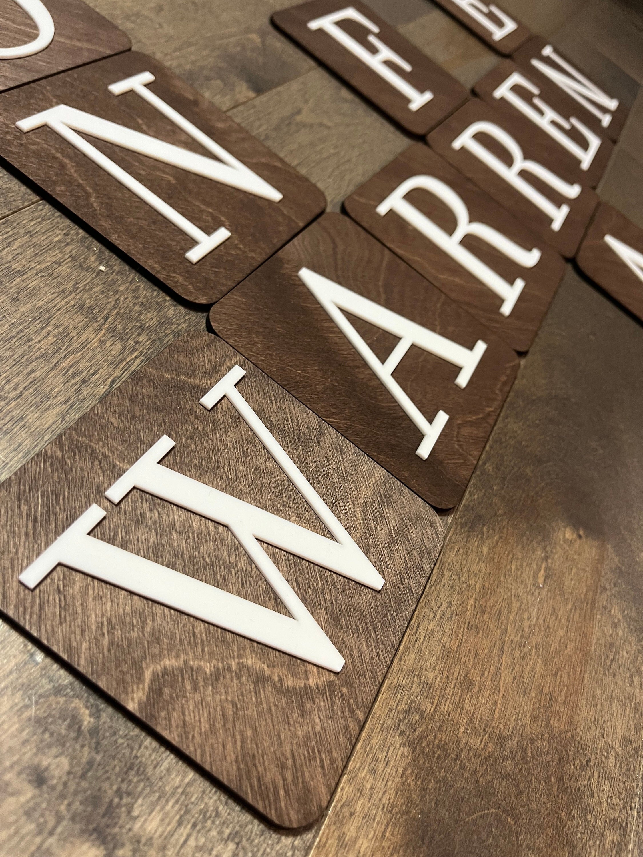 Dark Oak Scrabble Family Sign