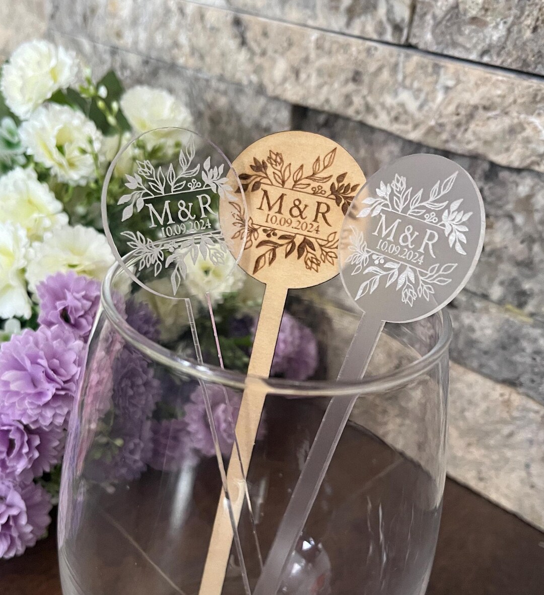 Personalized Wedding and Engagement Drink Stir Sticks: Custom Acrylic ...