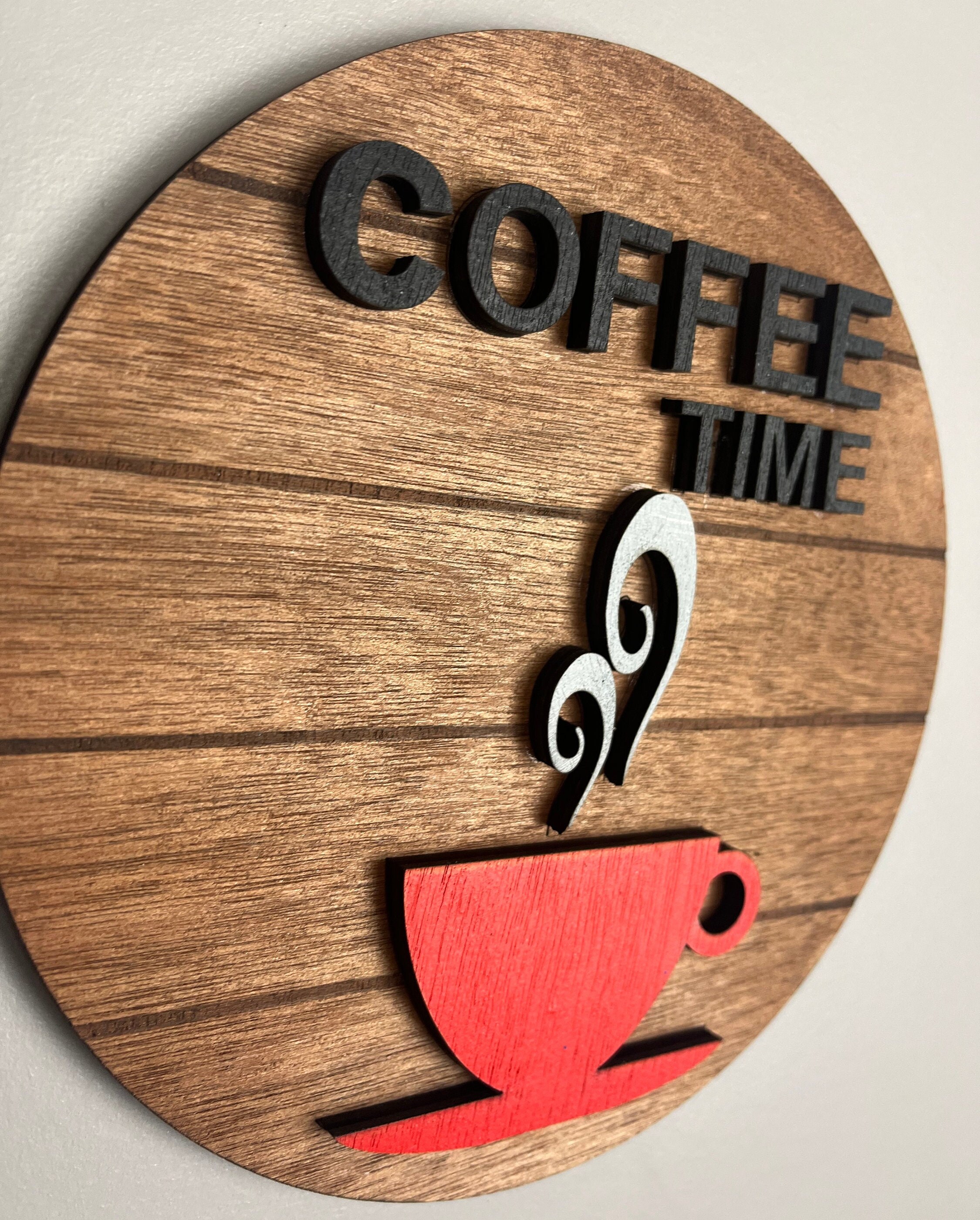 Round Wooden Coffee Sign Coffee Bar Sign Cafe Sign Wall | Etsy Canada
