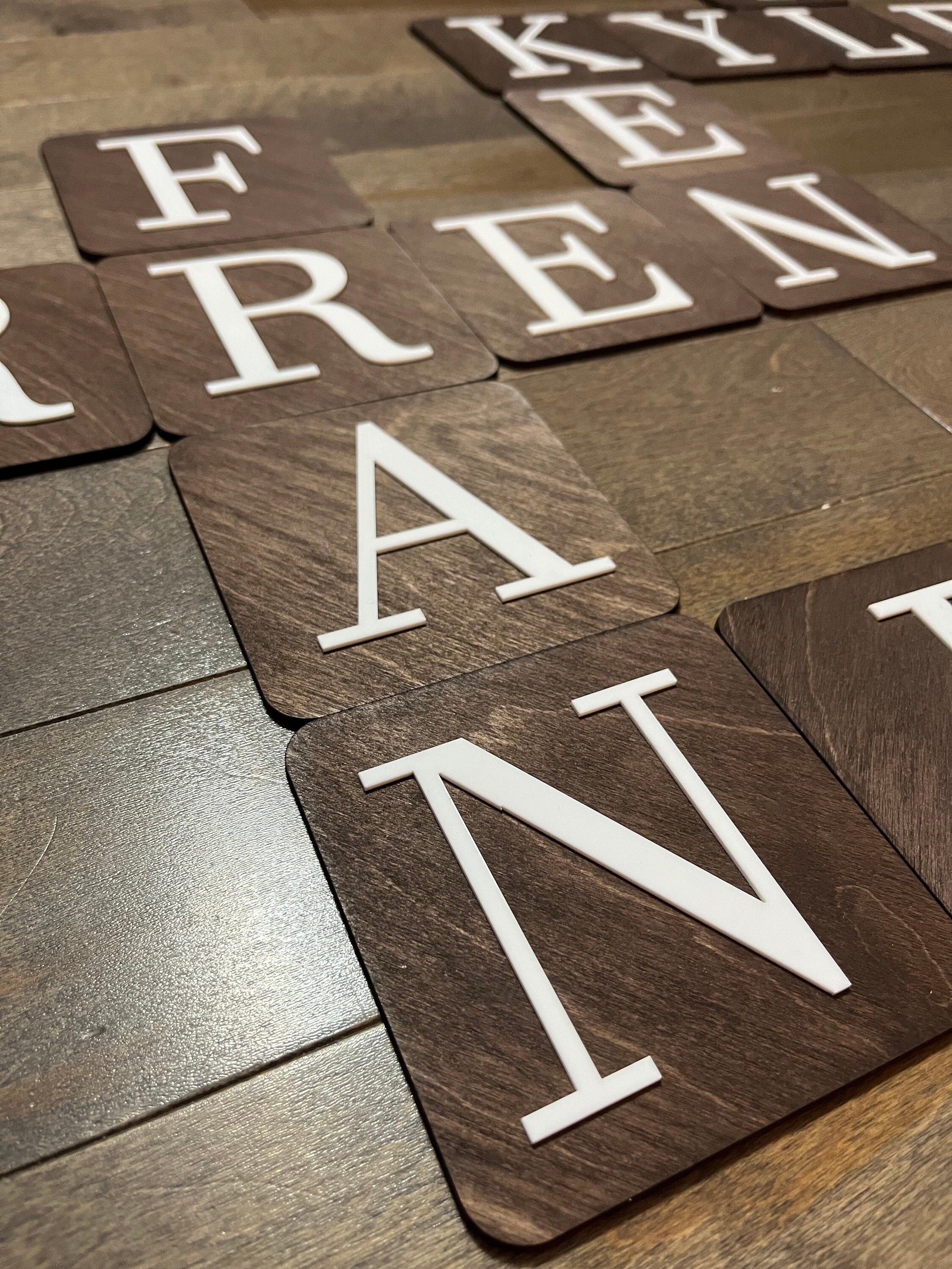 Dark Oak Scrabble Family Sign