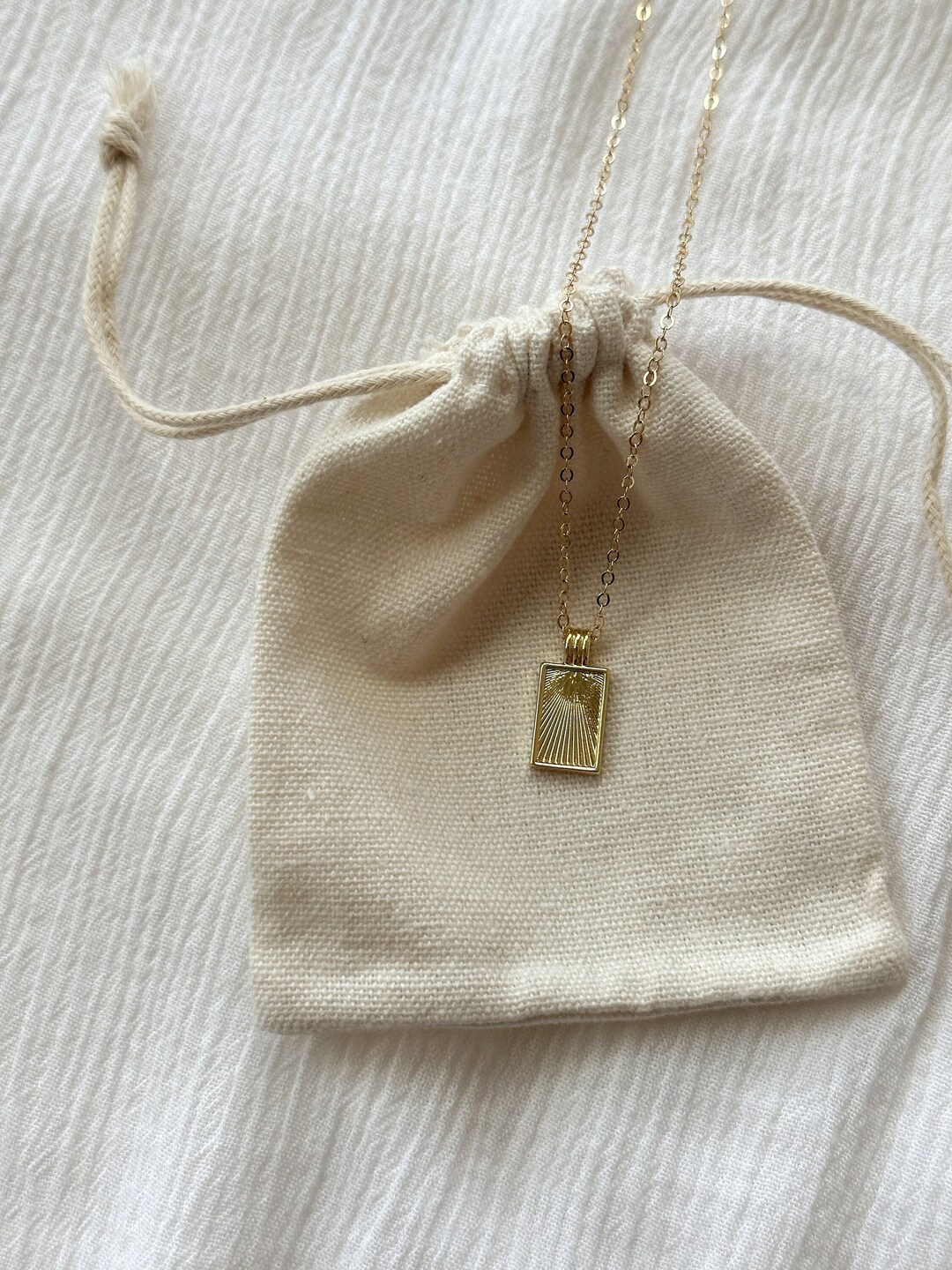 Rectangle Pendant Necklace, 14K Gold Filled Geometric Necklace ...