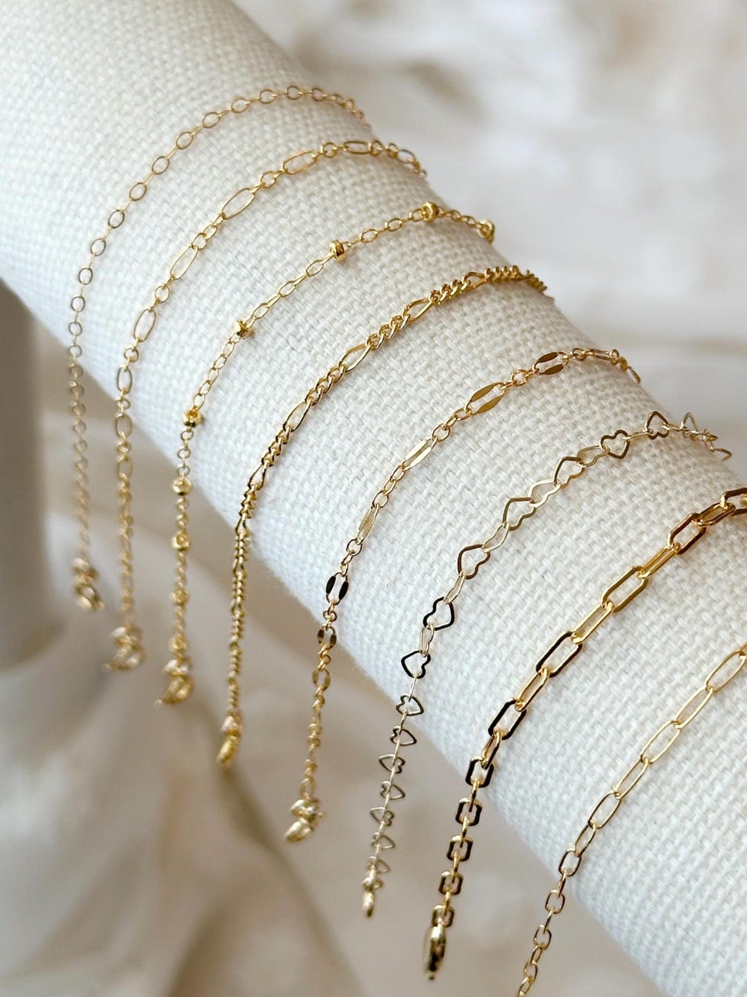 14K Gold Filled Dainty Chain & Link Bracelets, Gold Layering Bracelet ...