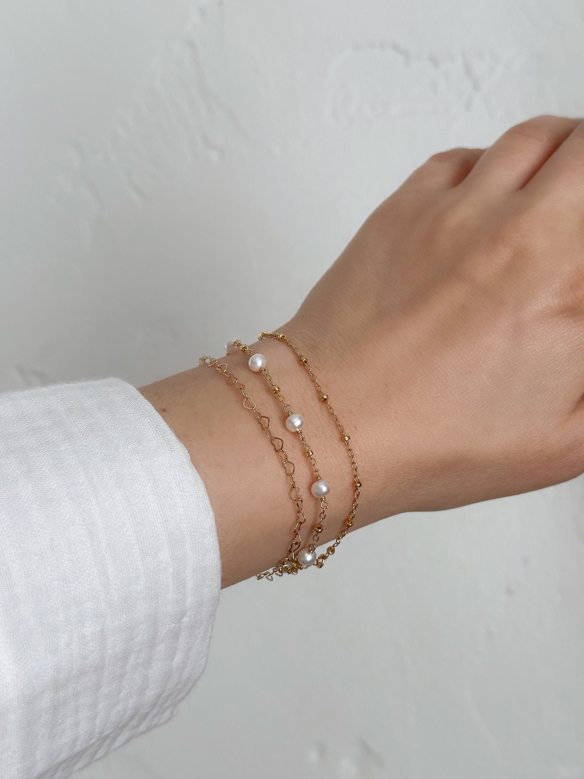 Genuine Pearl Station Bracelet, 14k Gold Fill Freshwater Pearl Bracelet ...