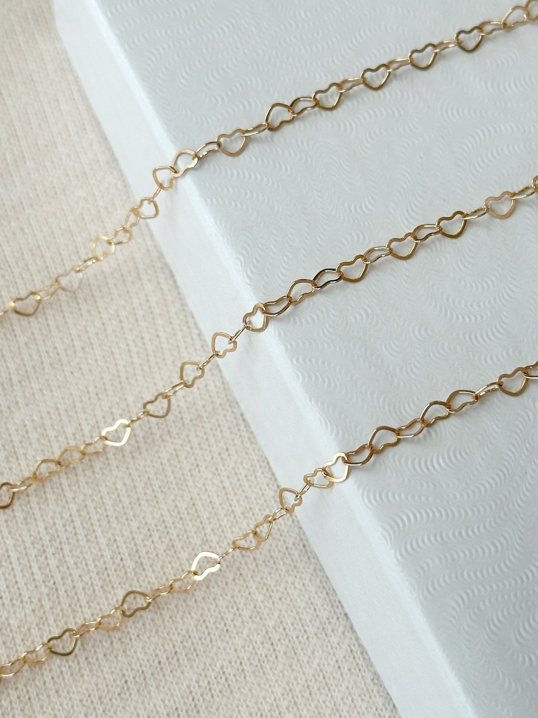 Mini Heart Chain Necklace, 14K Gold Filled Necklace, Tiny Heart ...