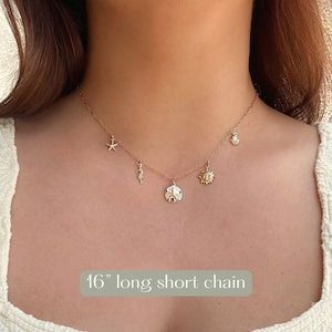 Custom Charm Necklace, 14K Gold Filled Initial Charm Necklace, Dainty ...