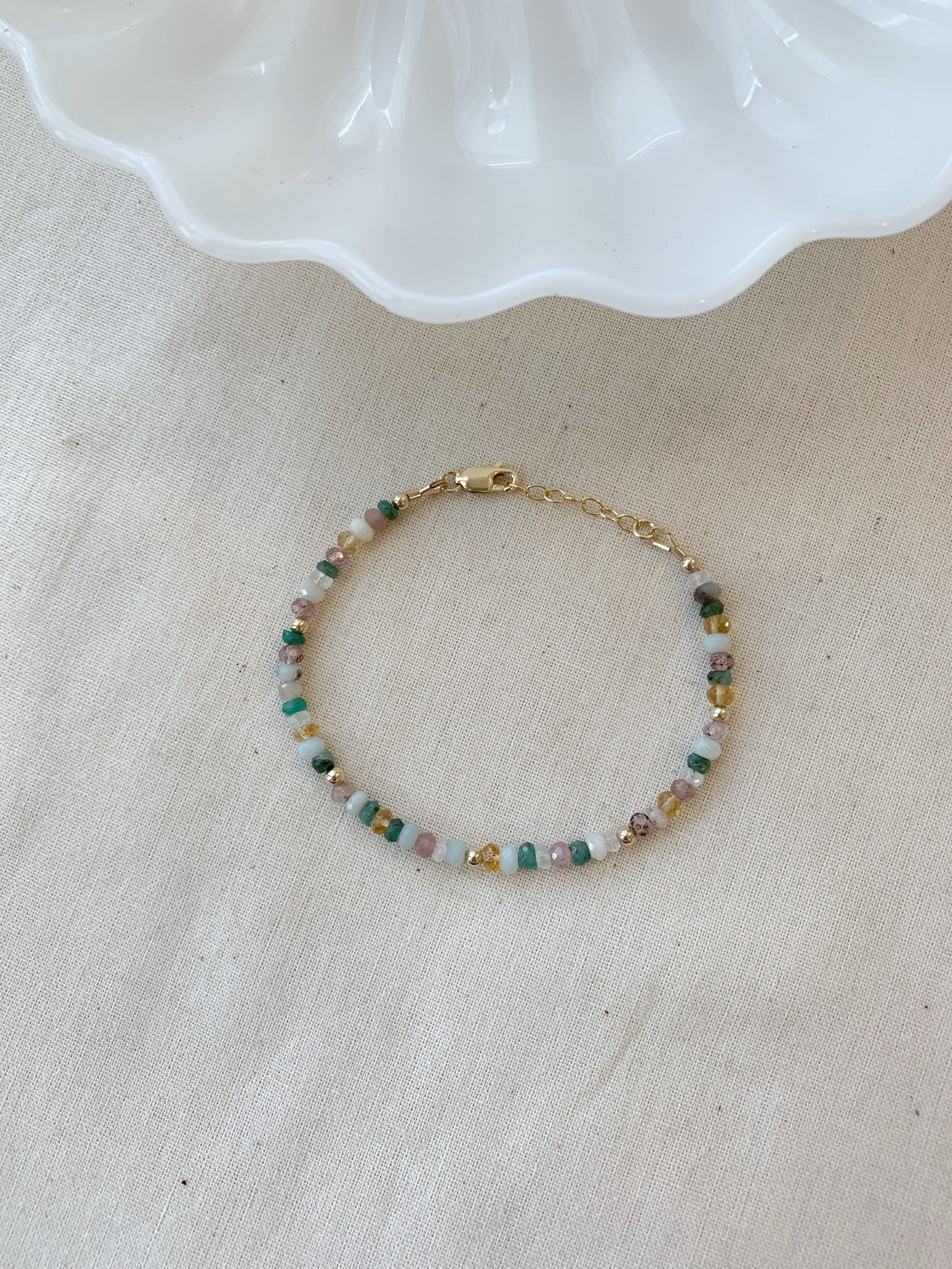 Multicolor Gemstone Bracelet, 14K Gold Filled Colorful Gem Bracelet ...