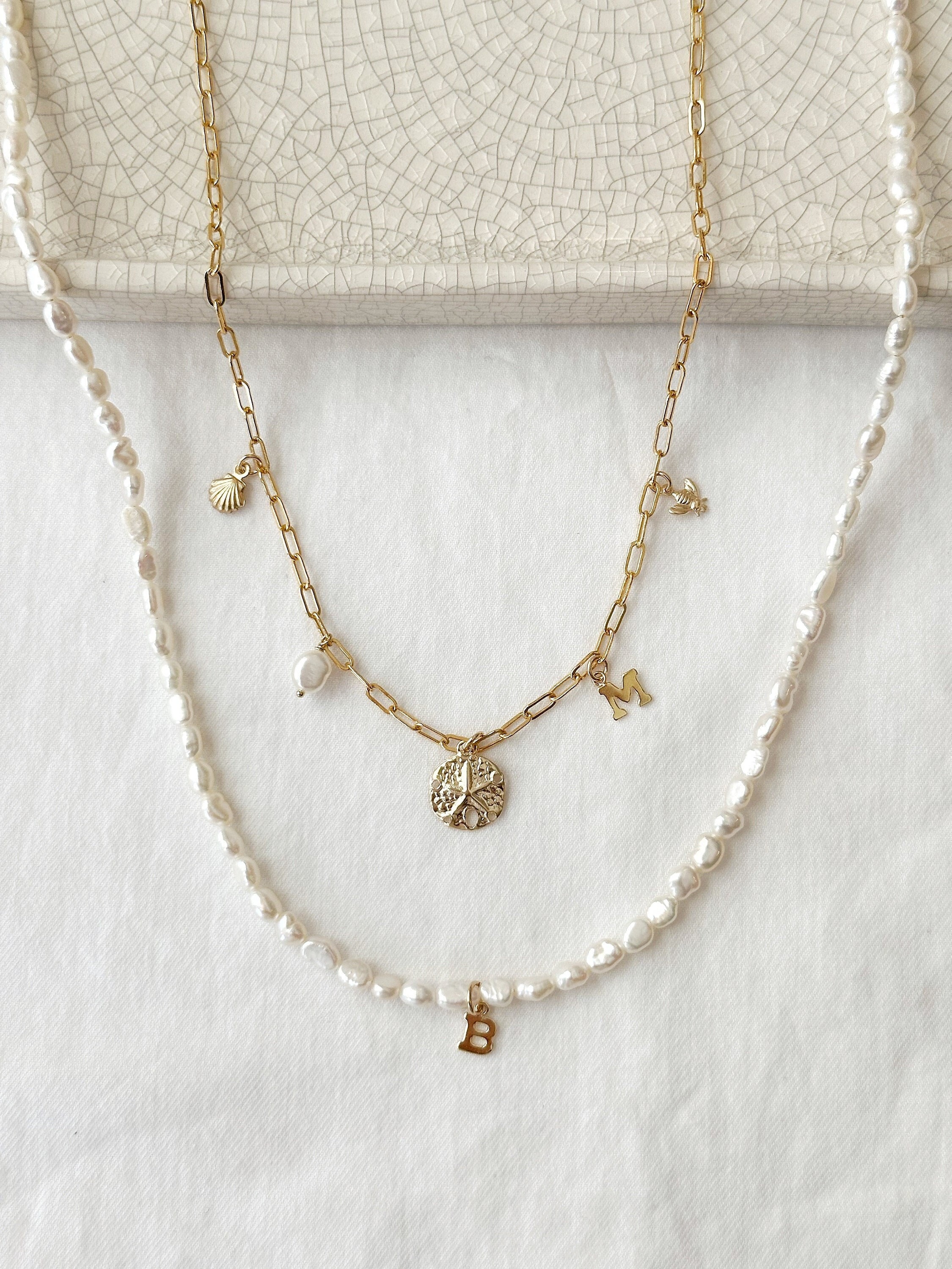 Custom Charm Necklace, 14K Gold Filled Initial Charm Necklace, Dainty ...
