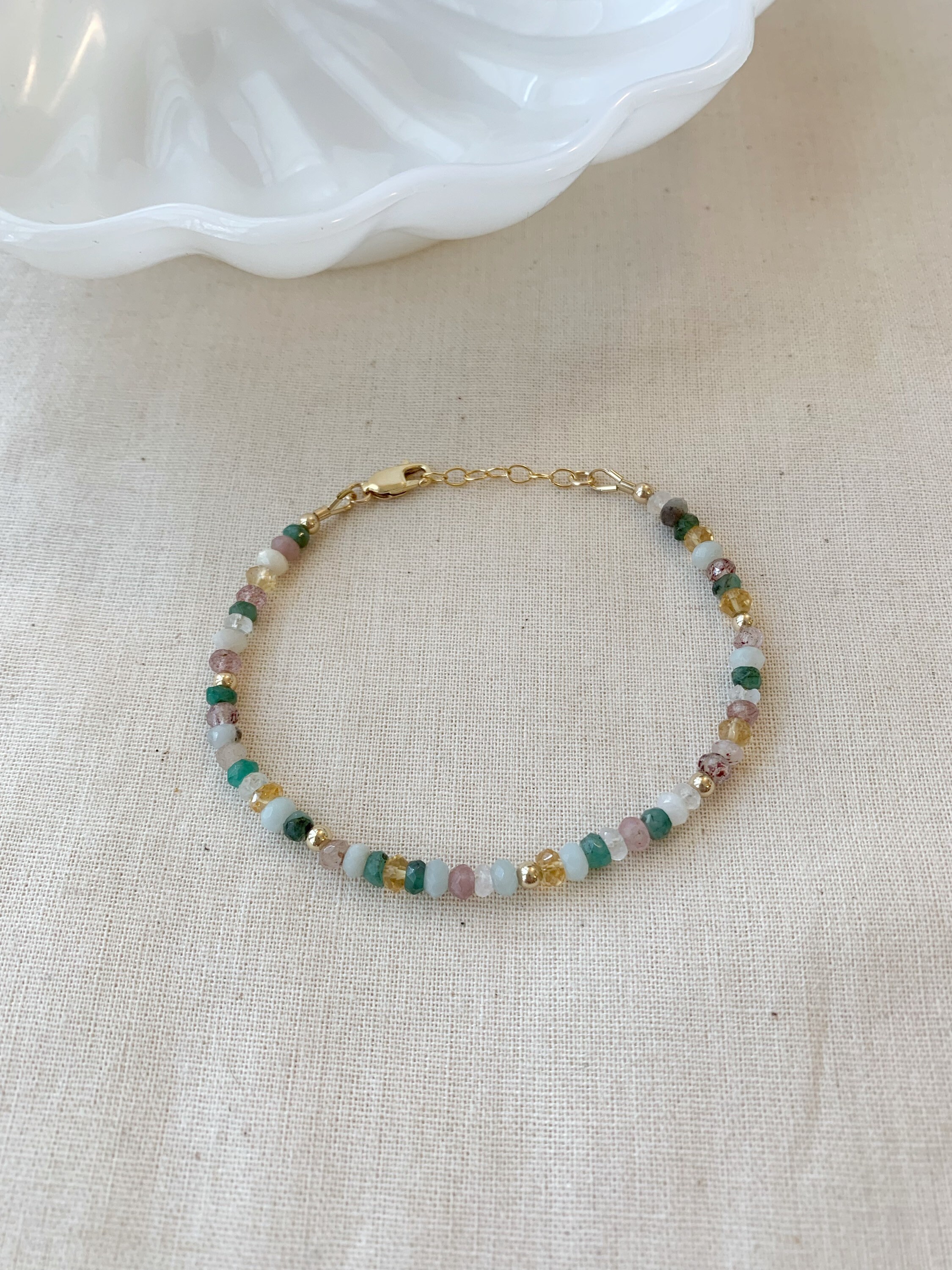 Multicolor Gemstone Bracelet, 14K Gold Filled Colorful Gem Bracelet ...