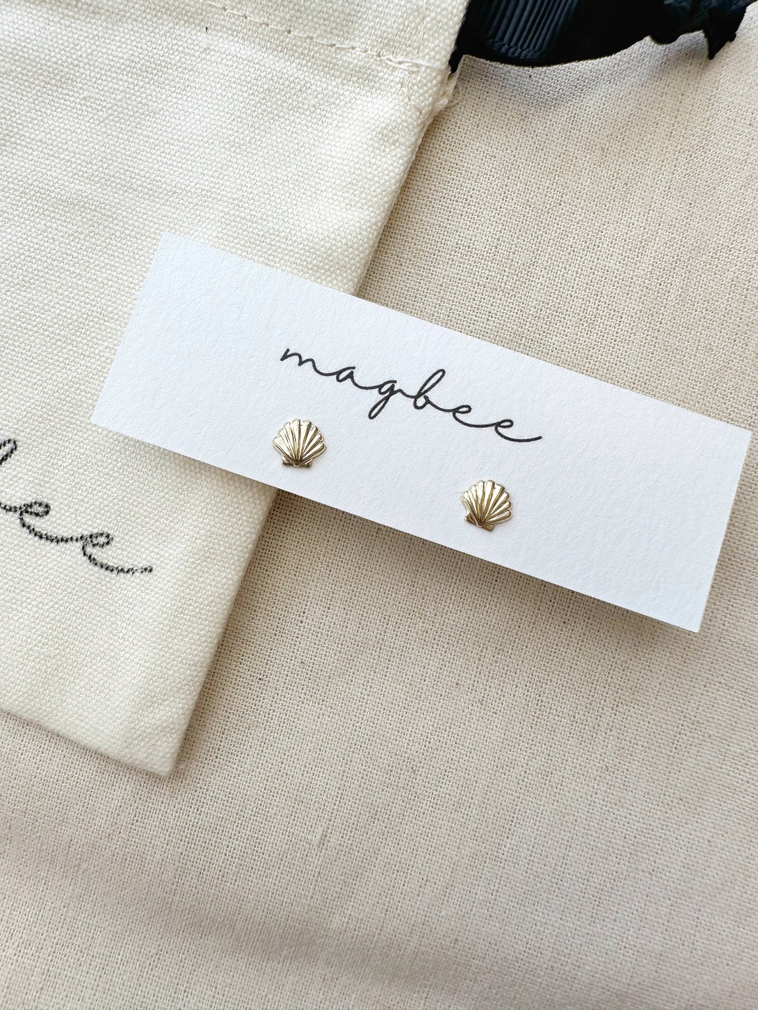 Shell Stud Earrings, Tiny 14K Gold Filled Shell Earrings, Minimalist ...